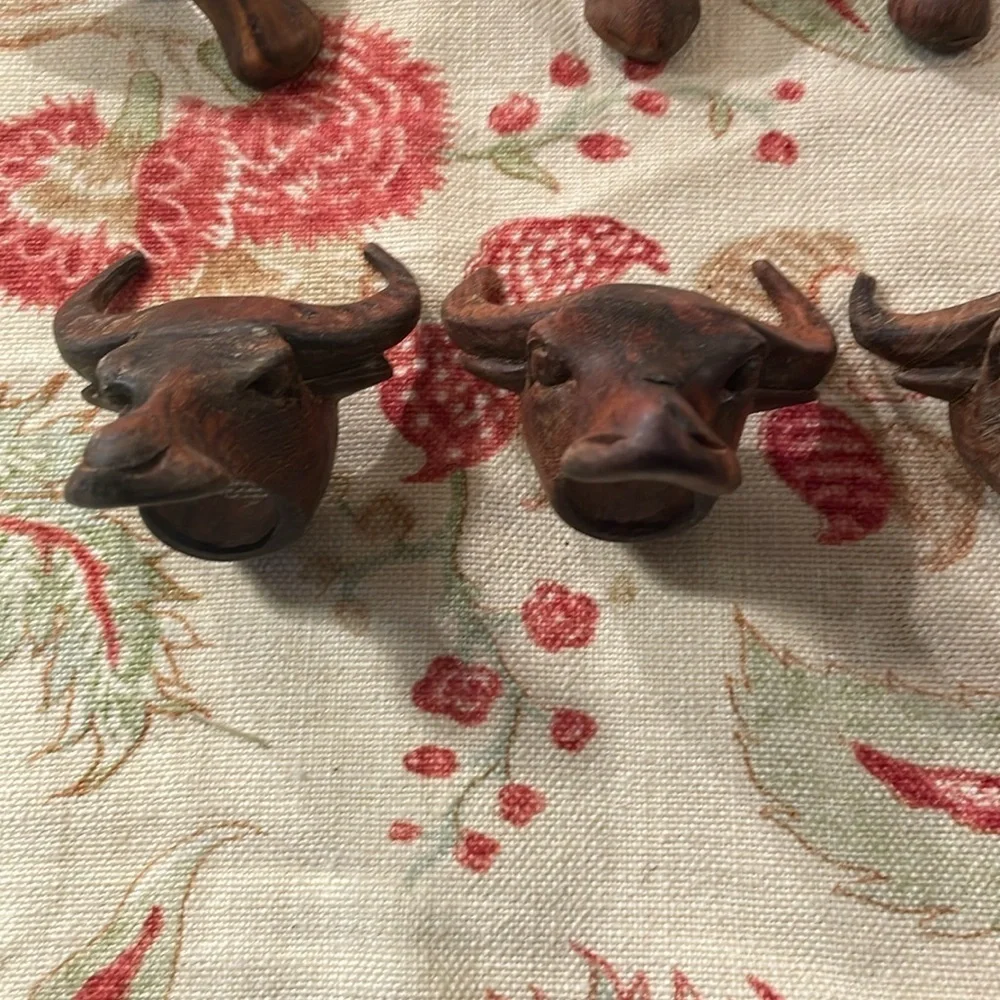 Handcarved | Dining | Vintage Carved Wood Water Buffalo Rustic Bull ...